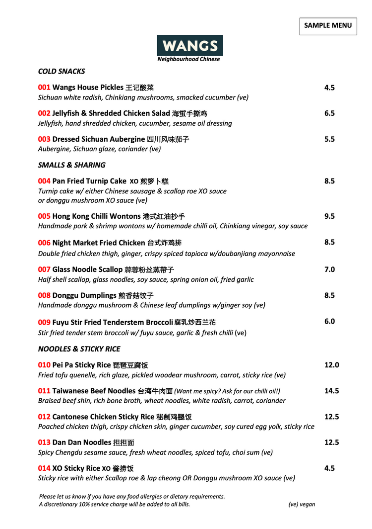 MENU – WANGS