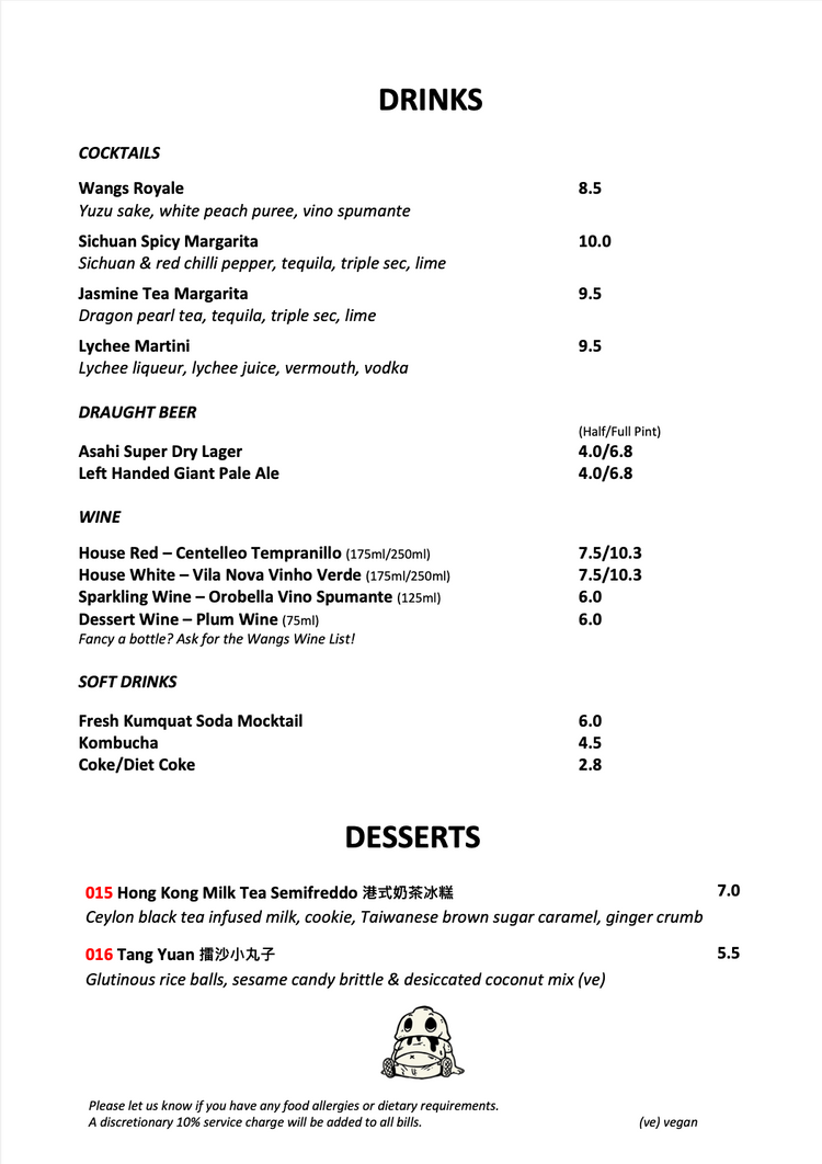 MENU – WANGS